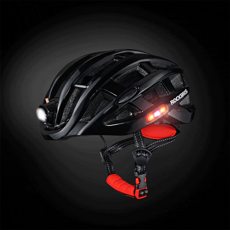 Casco con Luces Delantera, Laterales y trasera integradas, ROCKBROS.
